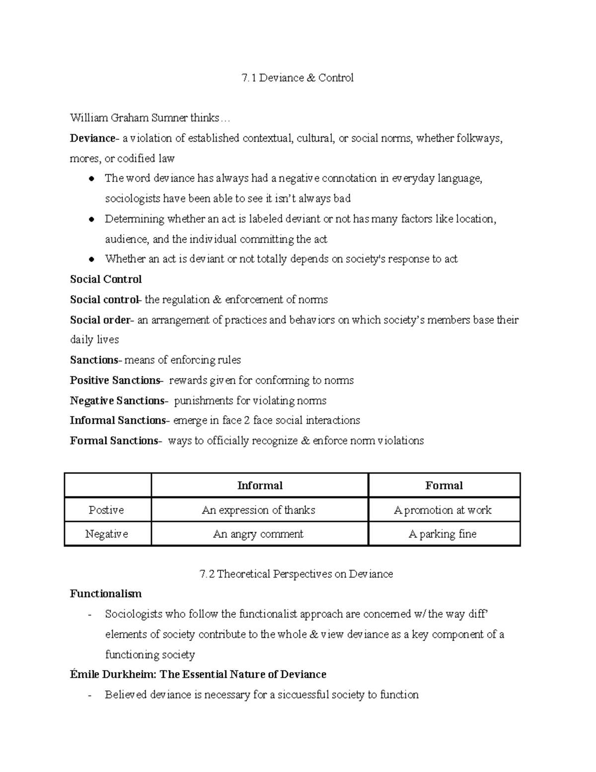 Ch.7 Notes - 7 Deviance & Control William Graham Sumner thinks ...