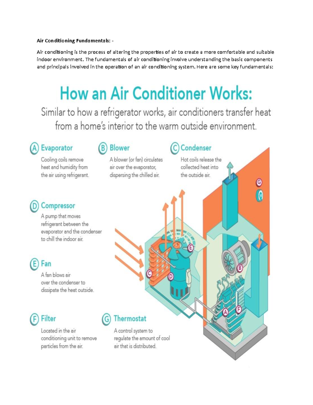 Unit 6 HVAC system - Notes - Air Conditioning Fundamentals: - Air ...