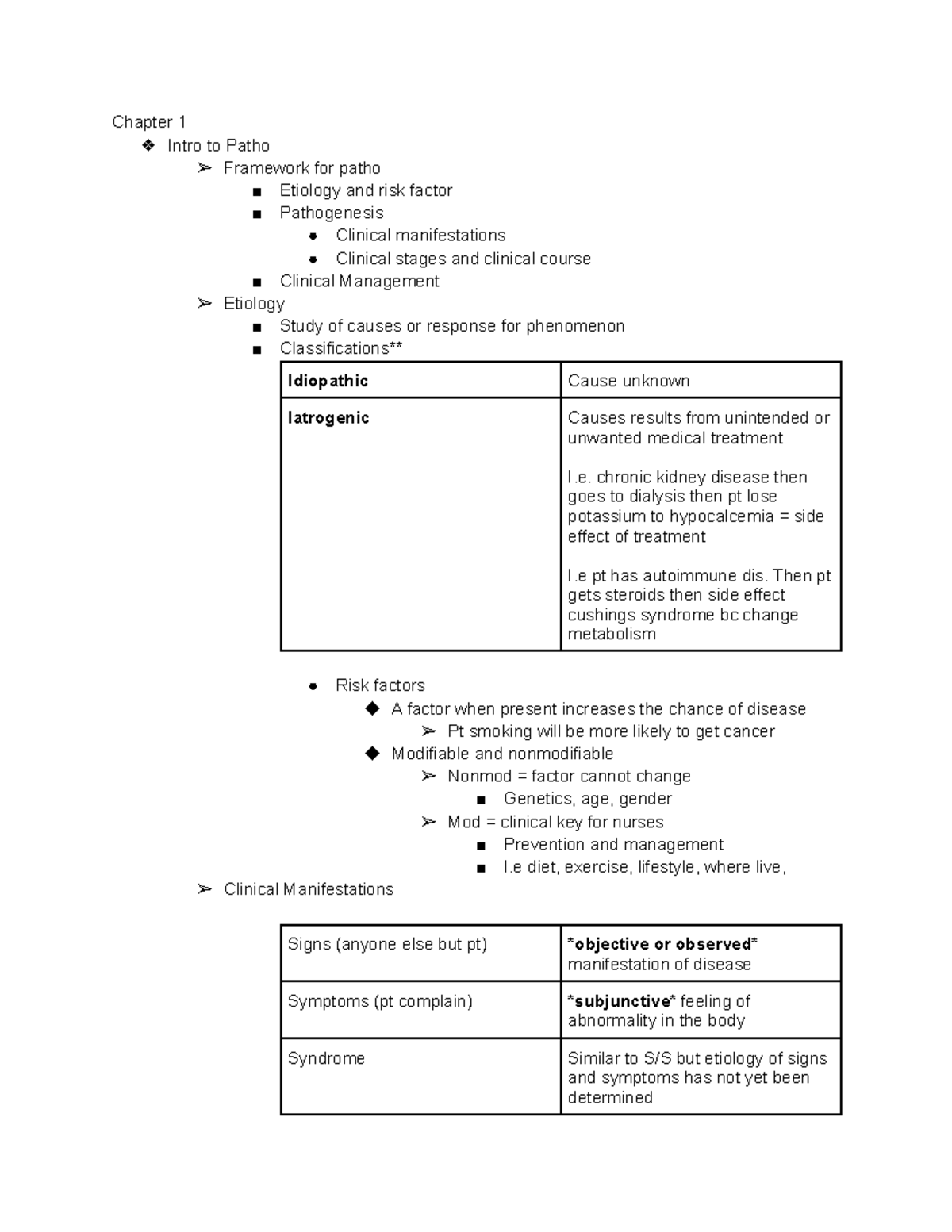 Lecutre 1 Patho Outline - Chapter 1 Intro to Patho Framework for patho ...