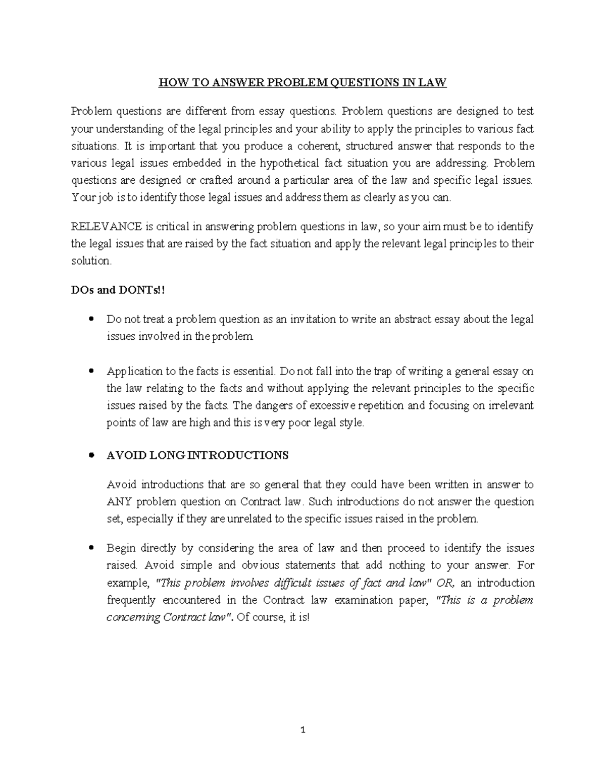HOW TO Answer Problem Questions IN LAW - HOW TO ANSWER PROBLEM ...