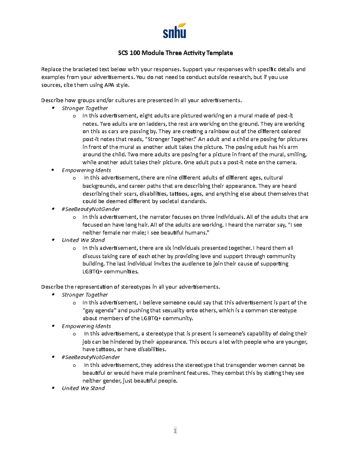 SCS 100 Module Three Activity Template - SCS 100 Module Three Activity ...