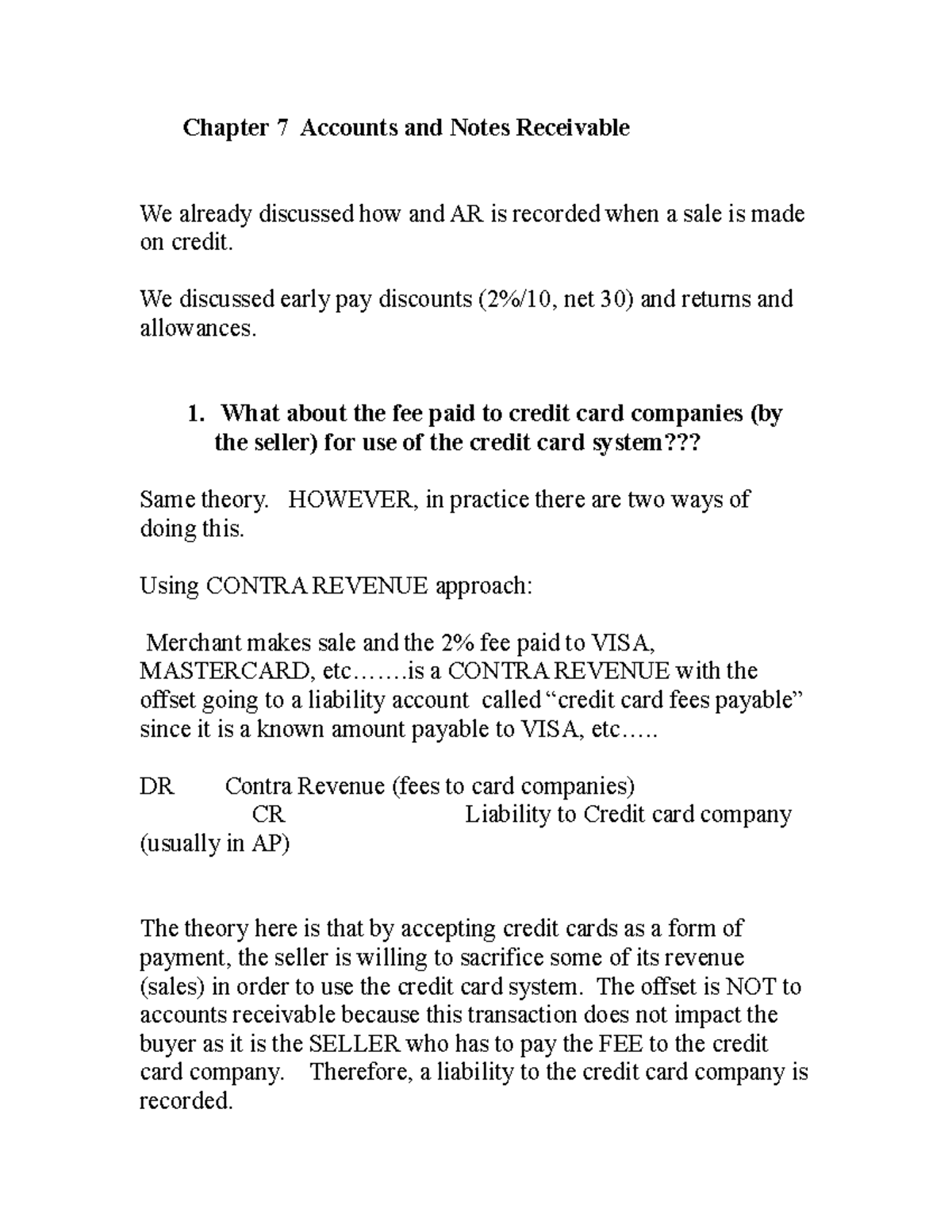 Acct 203 Chapter 7 Accounts and Notes Receivable - Chapter 7 Accounts ...