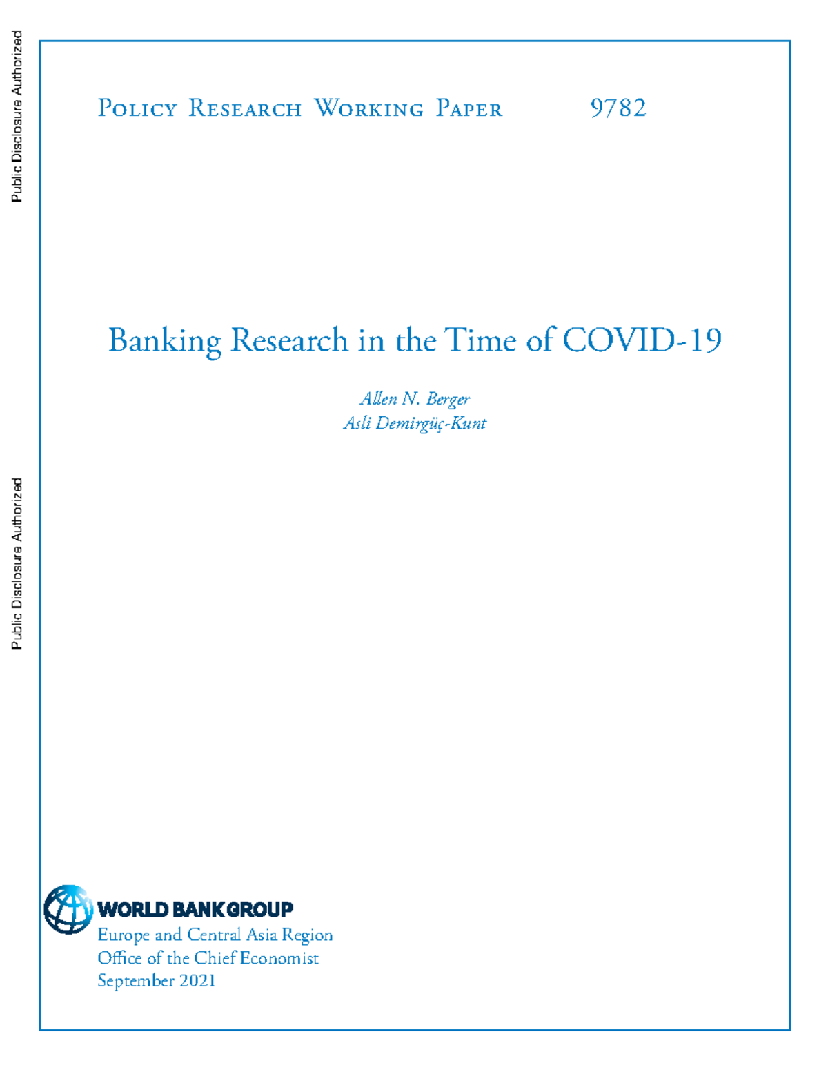 Banking Research in the Time of Covid 19 - Policy Research Working ...