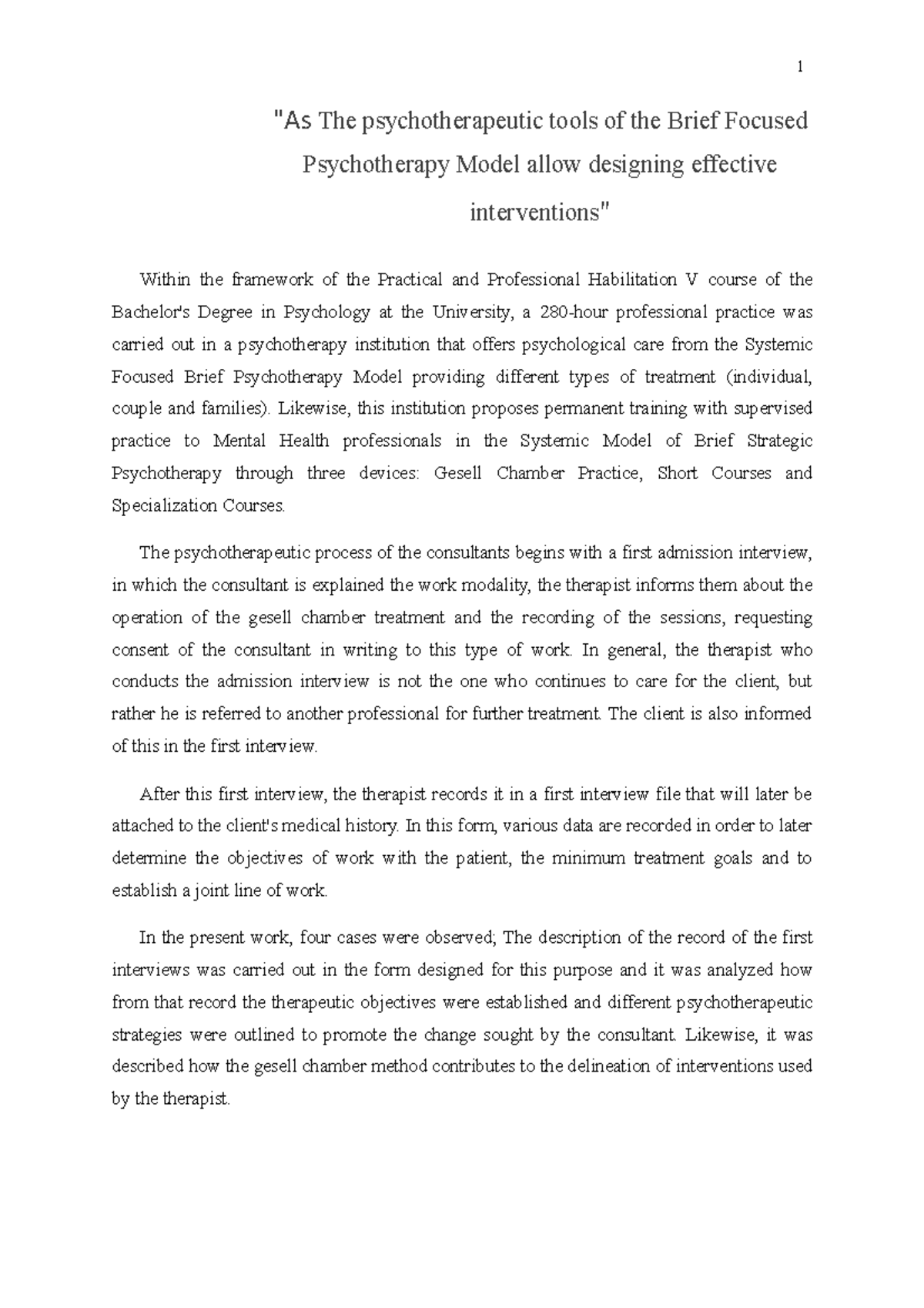 As The psychotherapeutic tools of the Brief Focused Psychotherapy Model ...