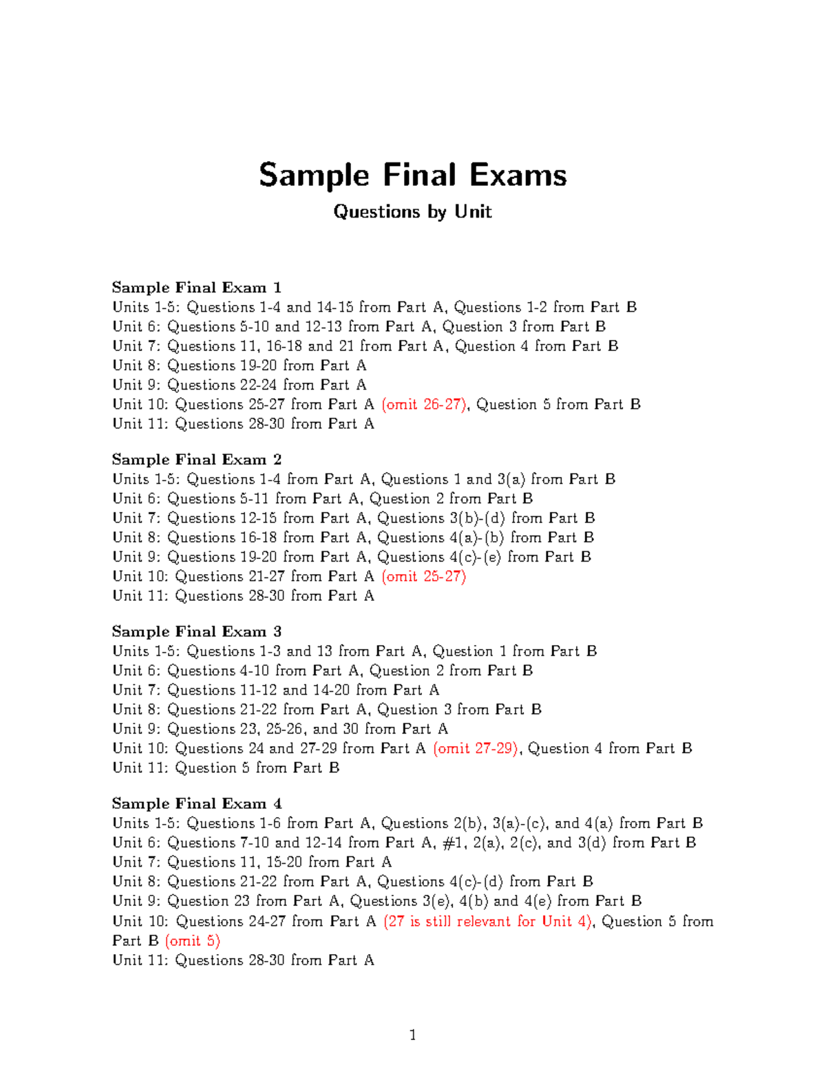 Final Exam 7 April, questions and answers - Sample Final Exams ...