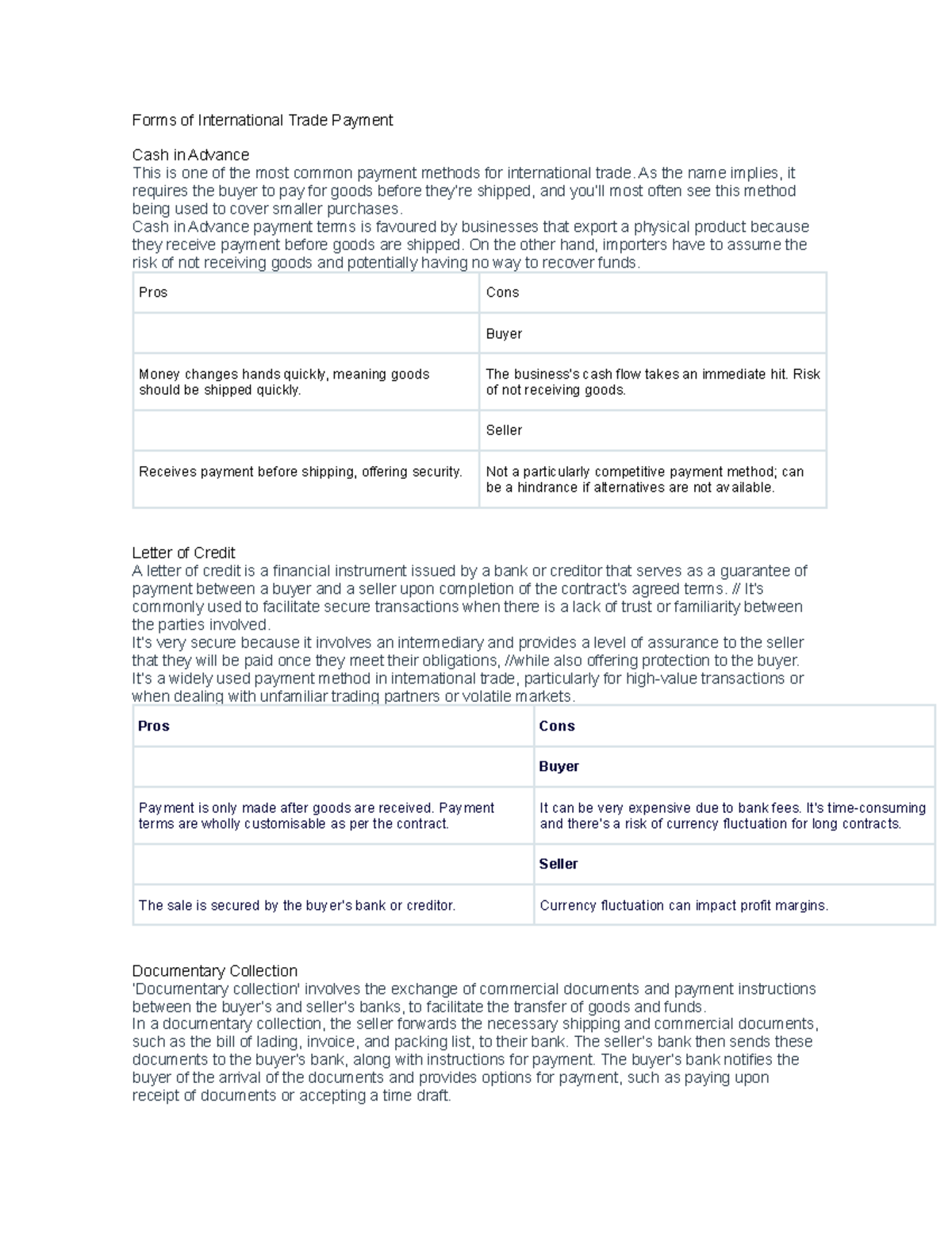 Forms of International Trade Payment - As the name implies, it requires ...