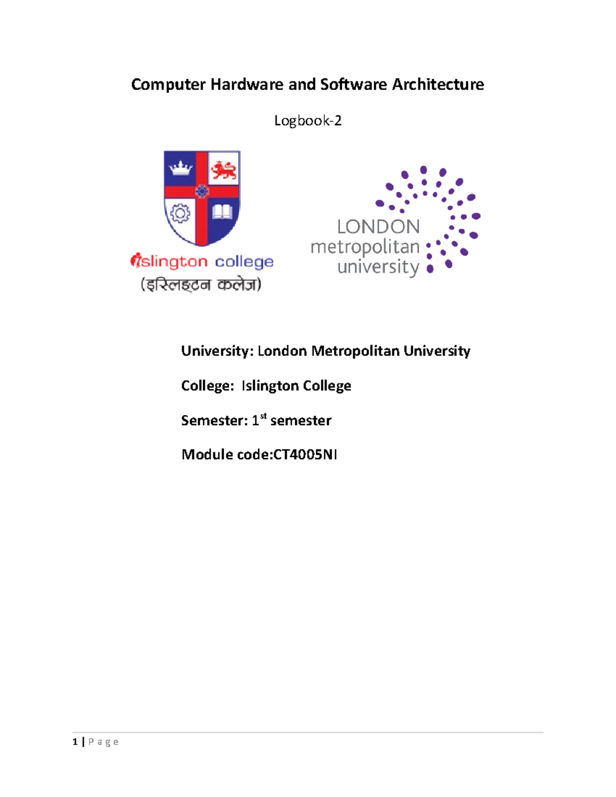 Logbook 2 - Computer Hardware and Software Architecture Logbook-2 ...