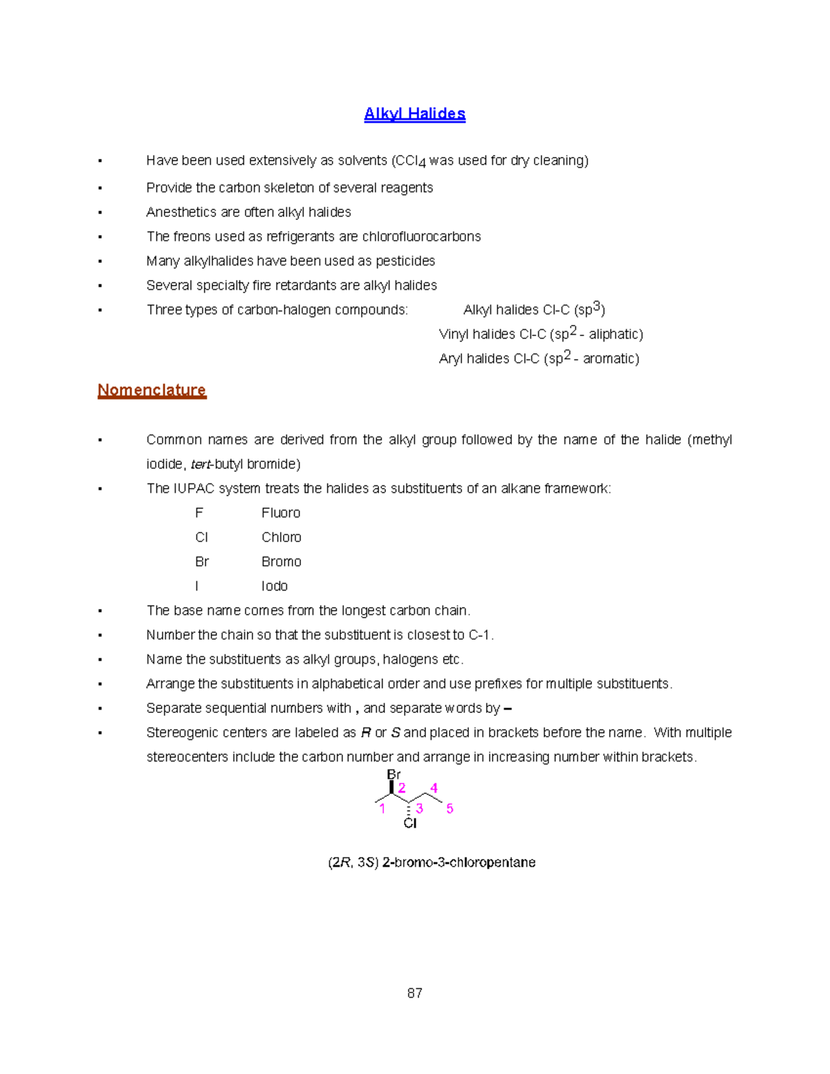 CHEM 242 Week 6 Notes and Practice Questions - Alkyl Halides Have been ...
