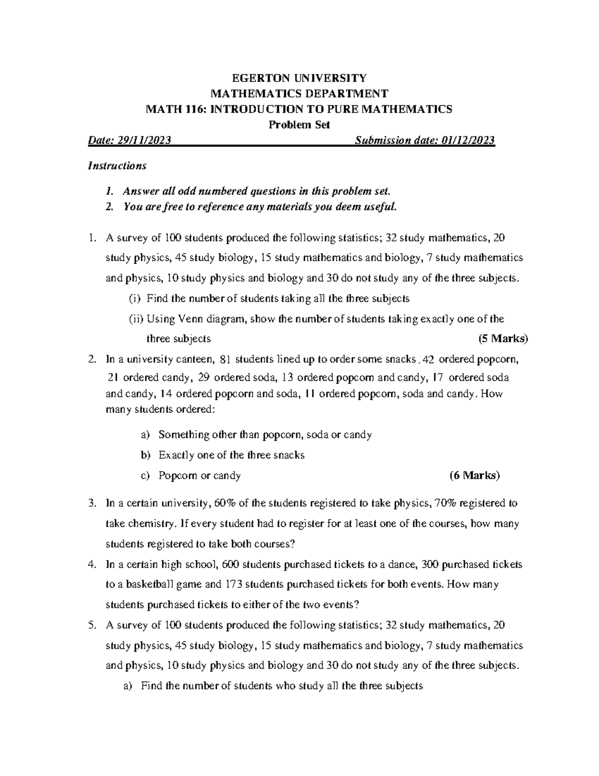 Math 116 - Class notes - EGERTON UNIVERSITY MATHEMATICS DEPARTMENT MATH ...