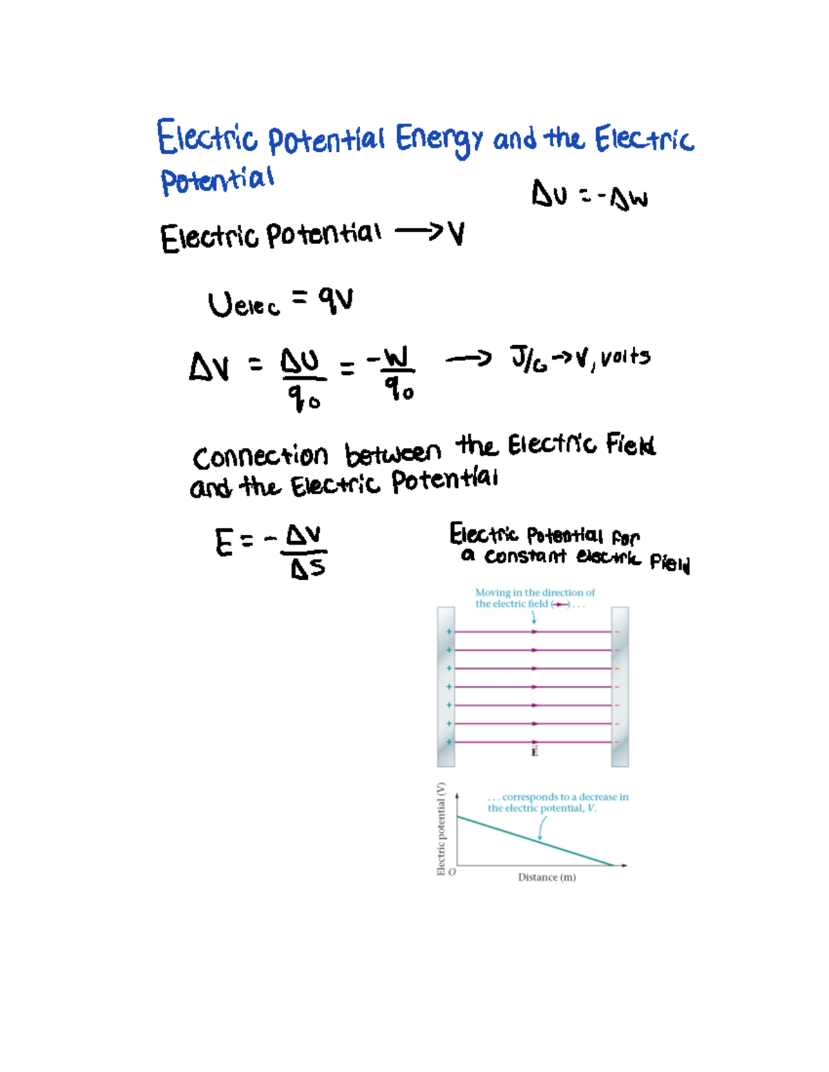 Electric Potential AND Electric Potential Energy - Phys 1021 - Electric ...
