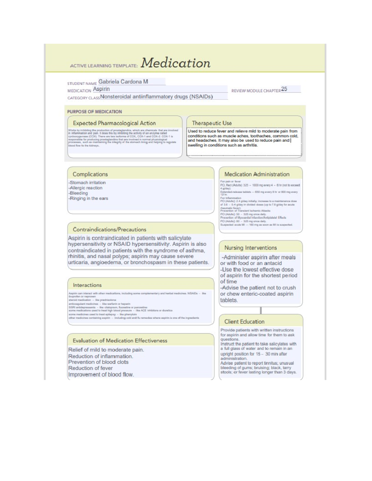ATI Focused Review Templates - ACTIVE LEARNING TEMPLATE: Medication ...