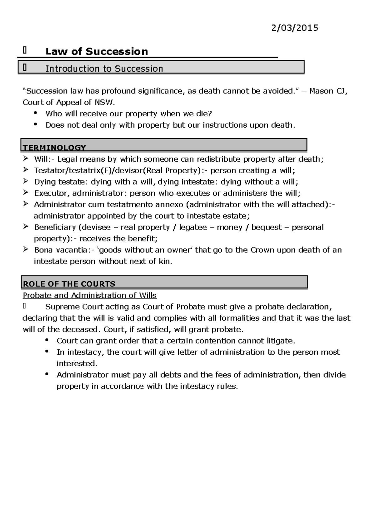 Lecture notes, lectures 1-10 + reference to relevant legislation, case ...