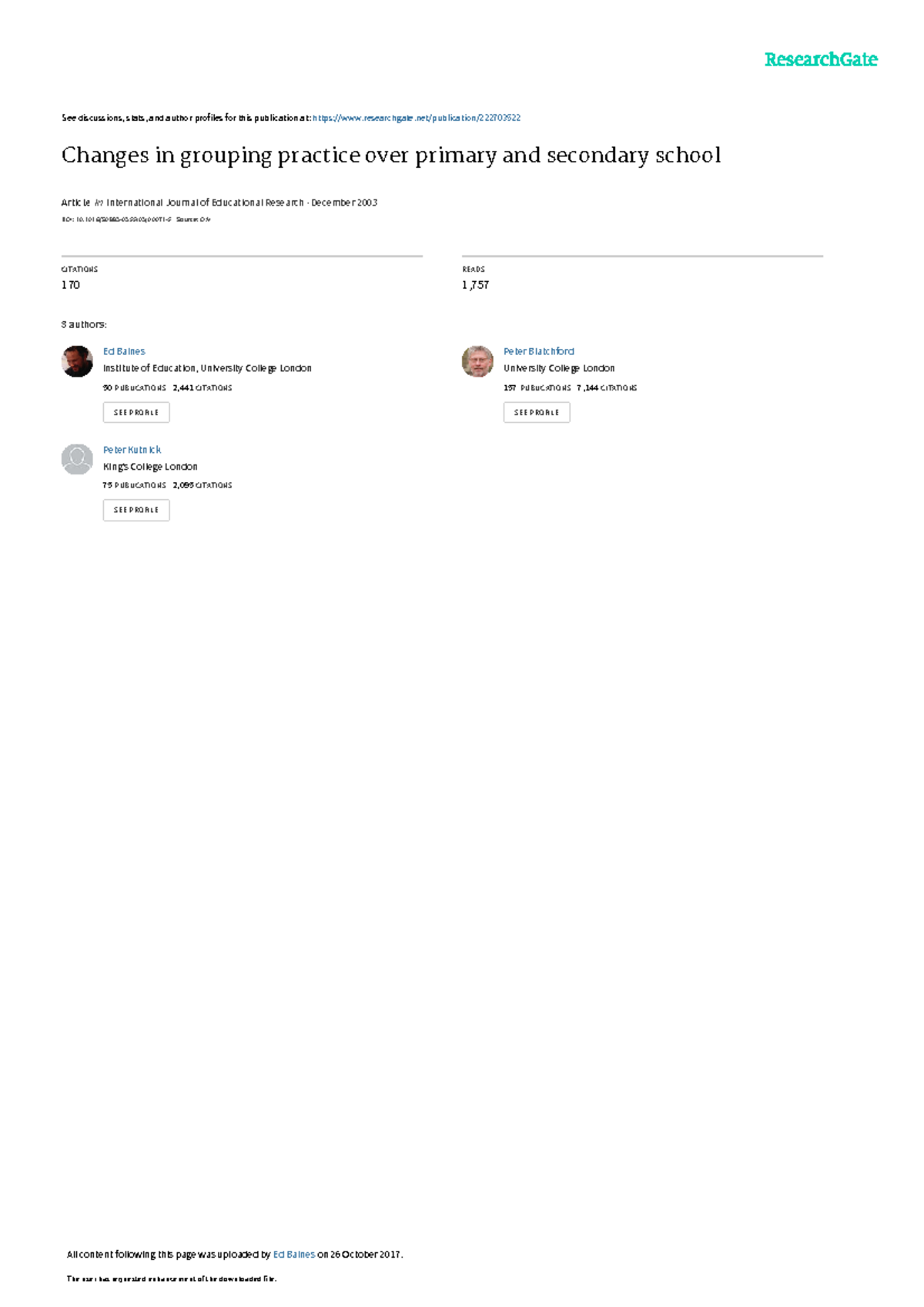 Changes in grouping practice over primary and seco - See discussions, stats, and author profiles ...