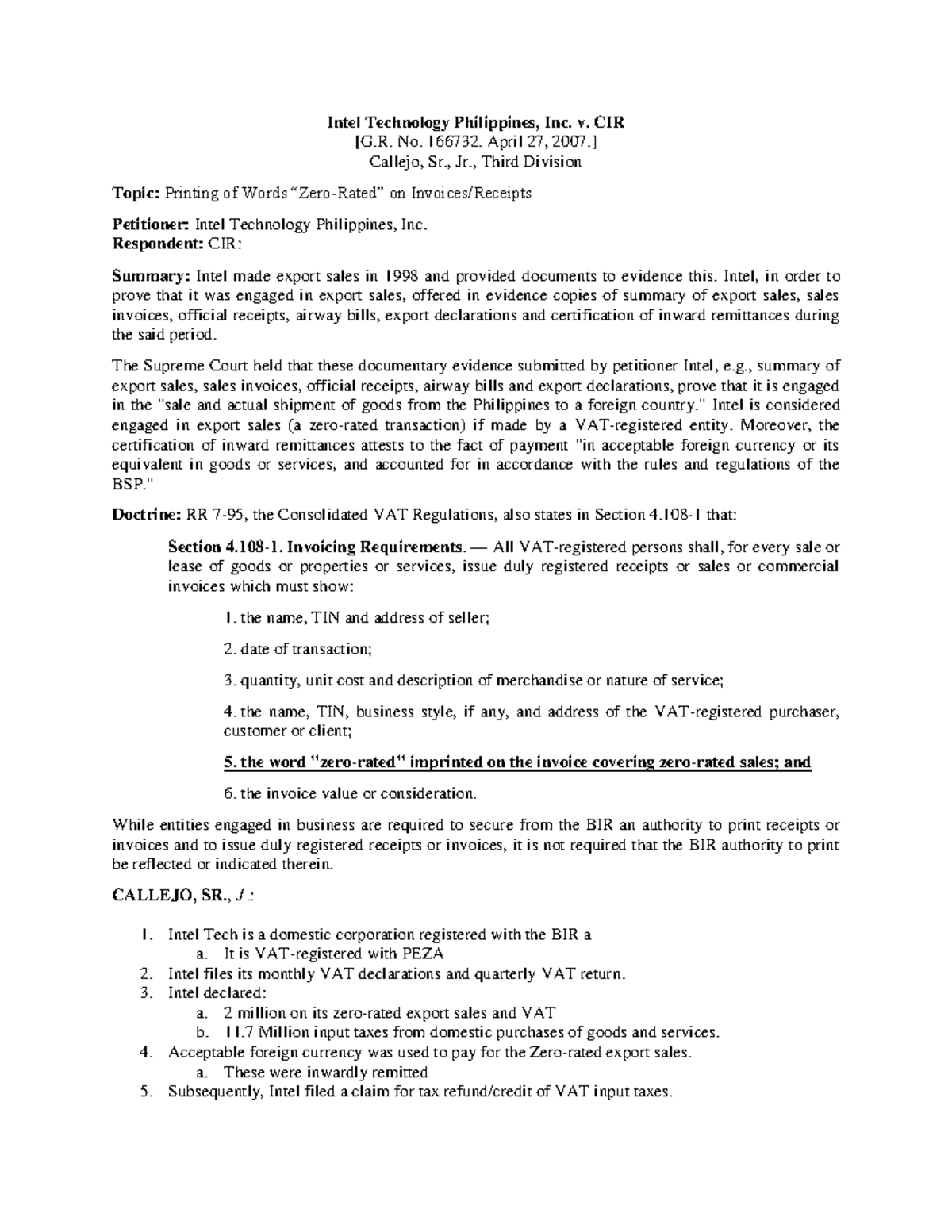 75. Intel Technology Philippines, Inc. v. CIR, 522 SCRA 657 (2007 ...