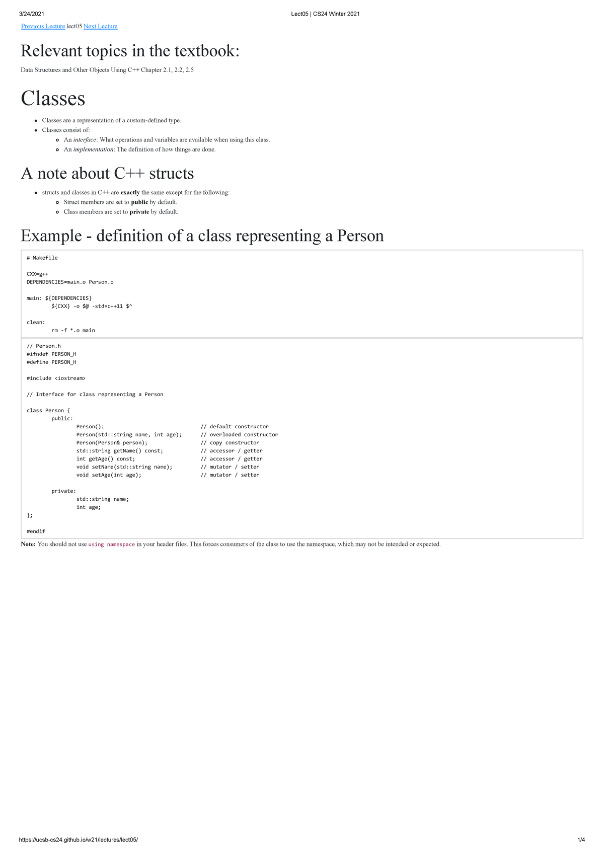 Lect05 CS24 Winter 2021 - Previous Lecture lect05 Next Lecture Relevant ...