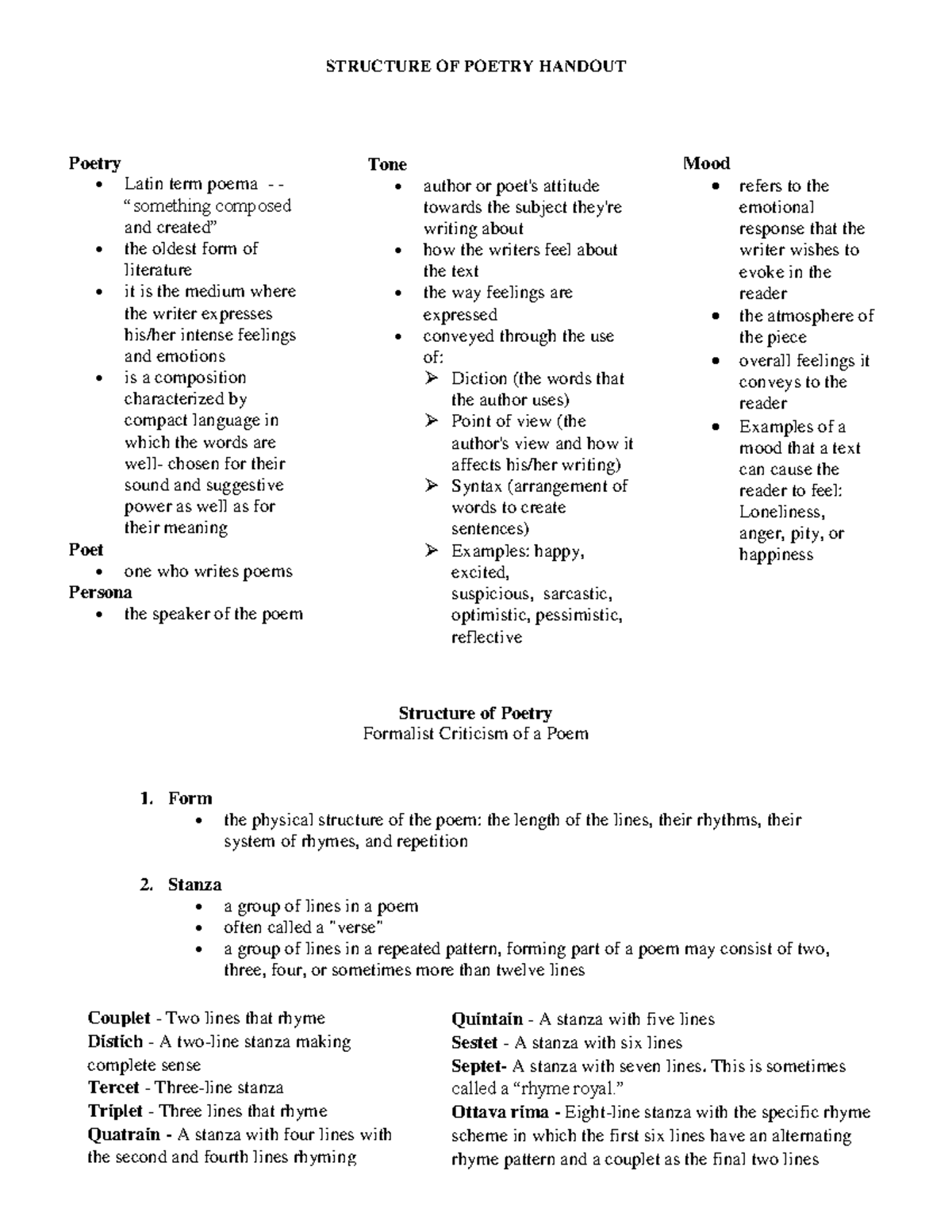Structure+of+Poetry - All about structure of poetry, useful for your Literature class ...