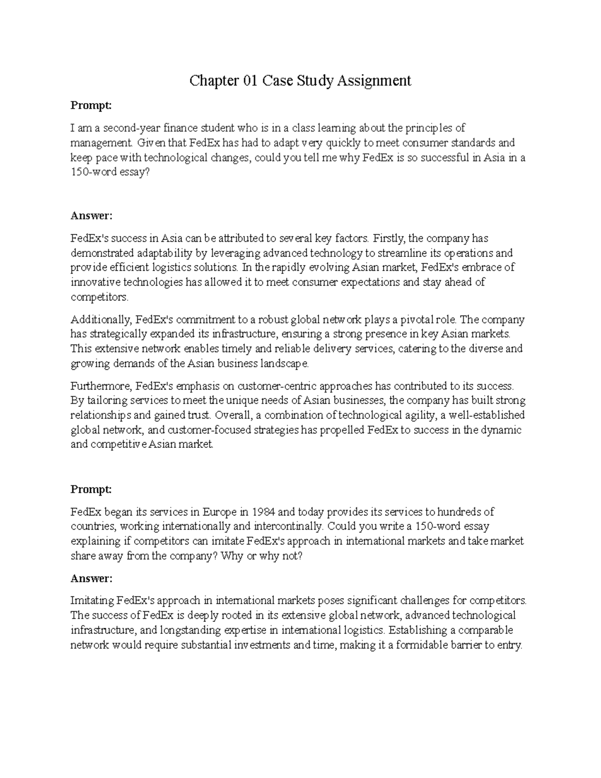 Chapter 01 Case Study Assignment - Chapter 01 Case Study Assignment Prompt: I am a second-year ...