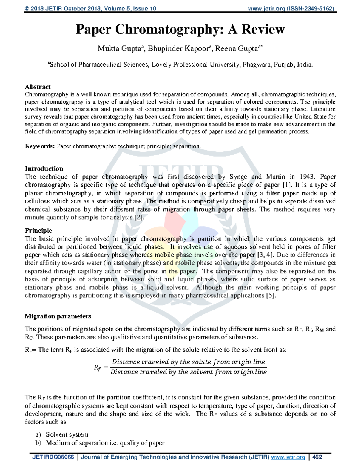 Paper Chromatography - ITSLECTURE NOTE. - Paper Chromatography: A ...