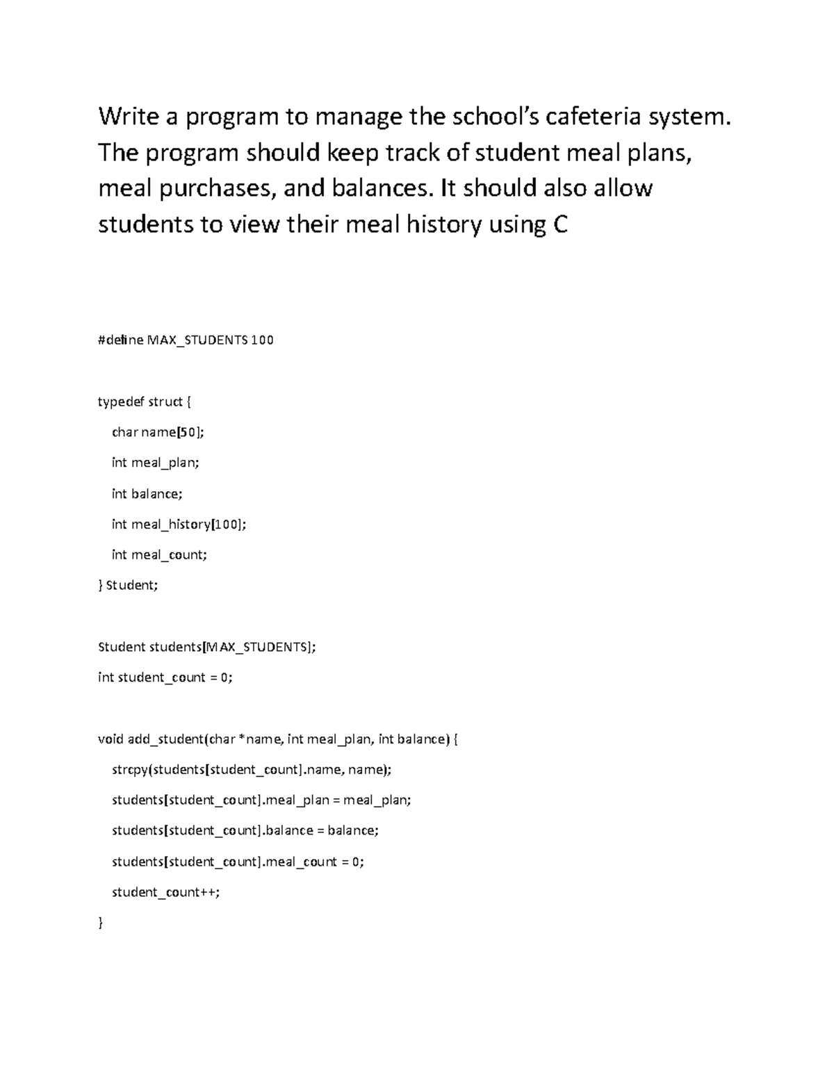 Comp6076-assign 01-C - program to manage the school’s cafeteria system ...