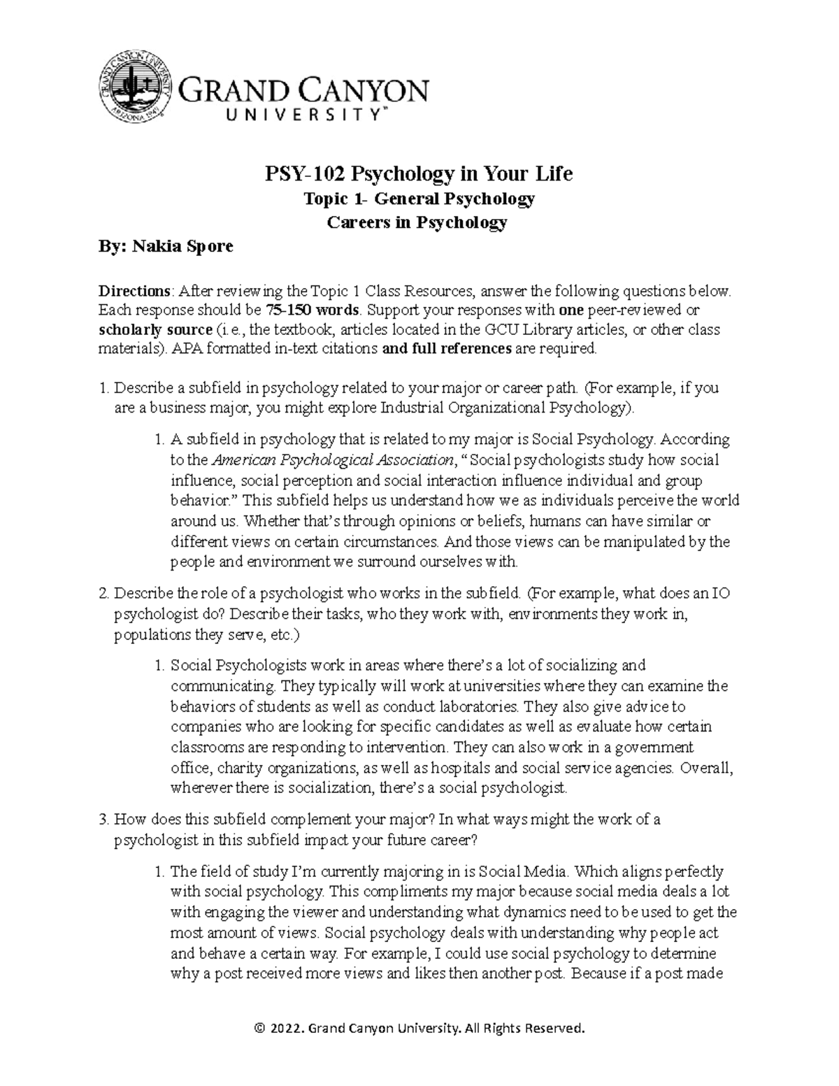 General Psychology: Careers in Psychology - PSY-102 Psychology in Your ...