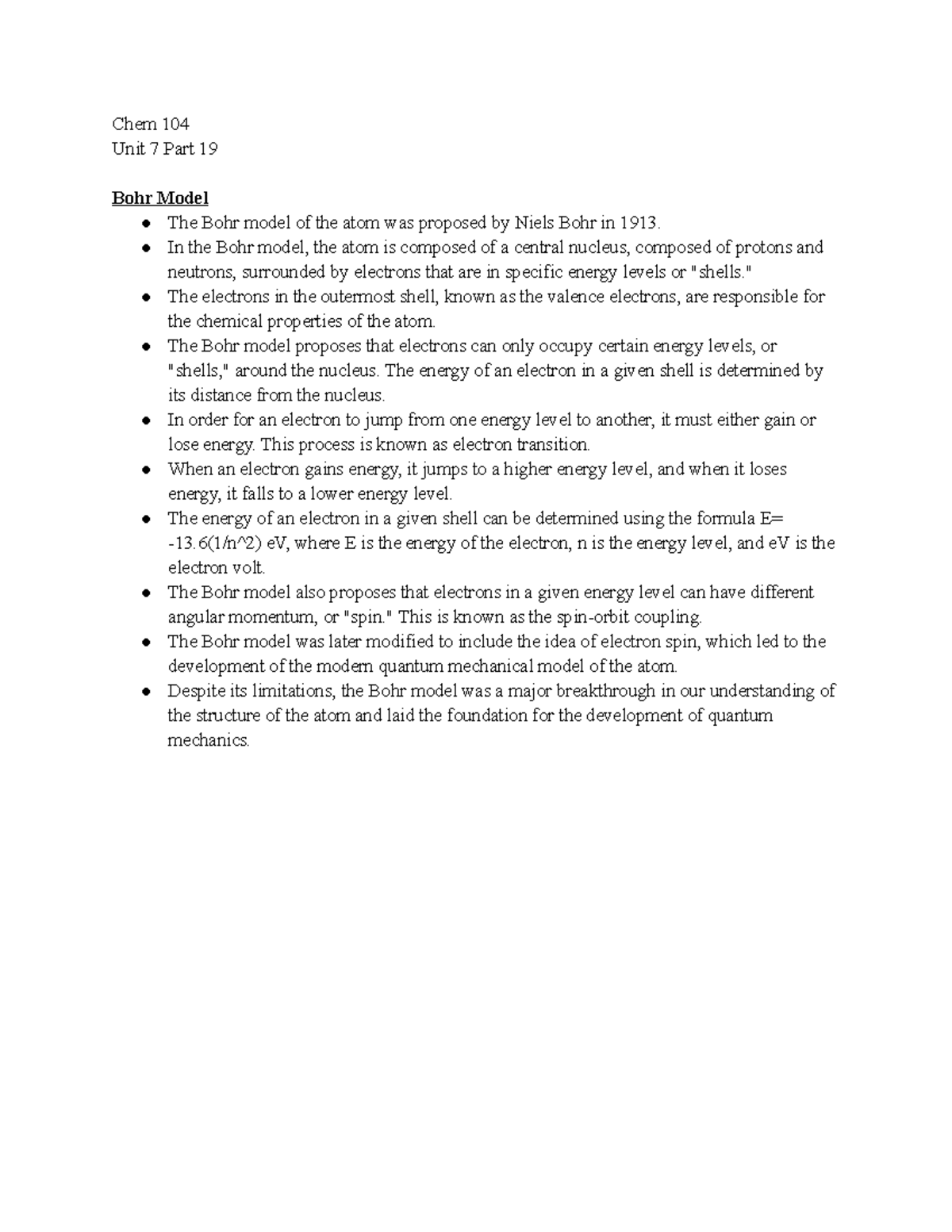 General Chemistry 104 Unit 7 Part 19 Notes - Chem 104 Unit 7 Part 19 ...