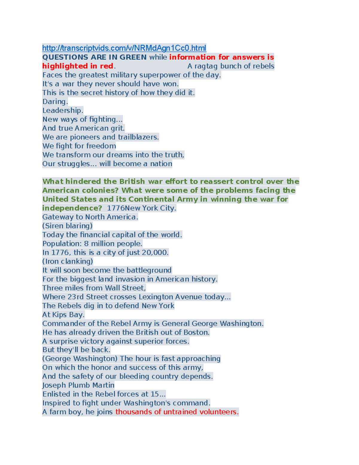 Transcript for America the Story of US no. 2 - transcriptvids/v ...