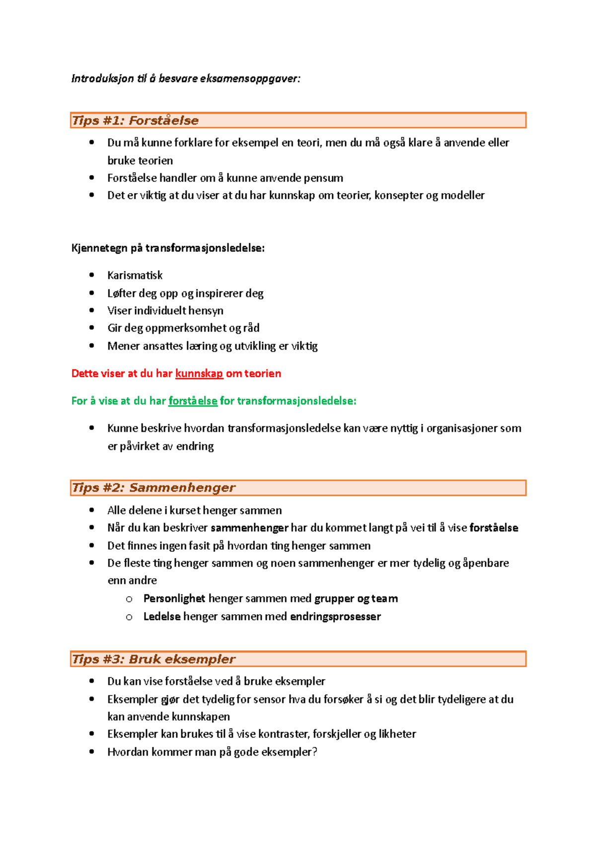Tips til å besvare eksamensoppgave - Introduksjon til å besvare ...