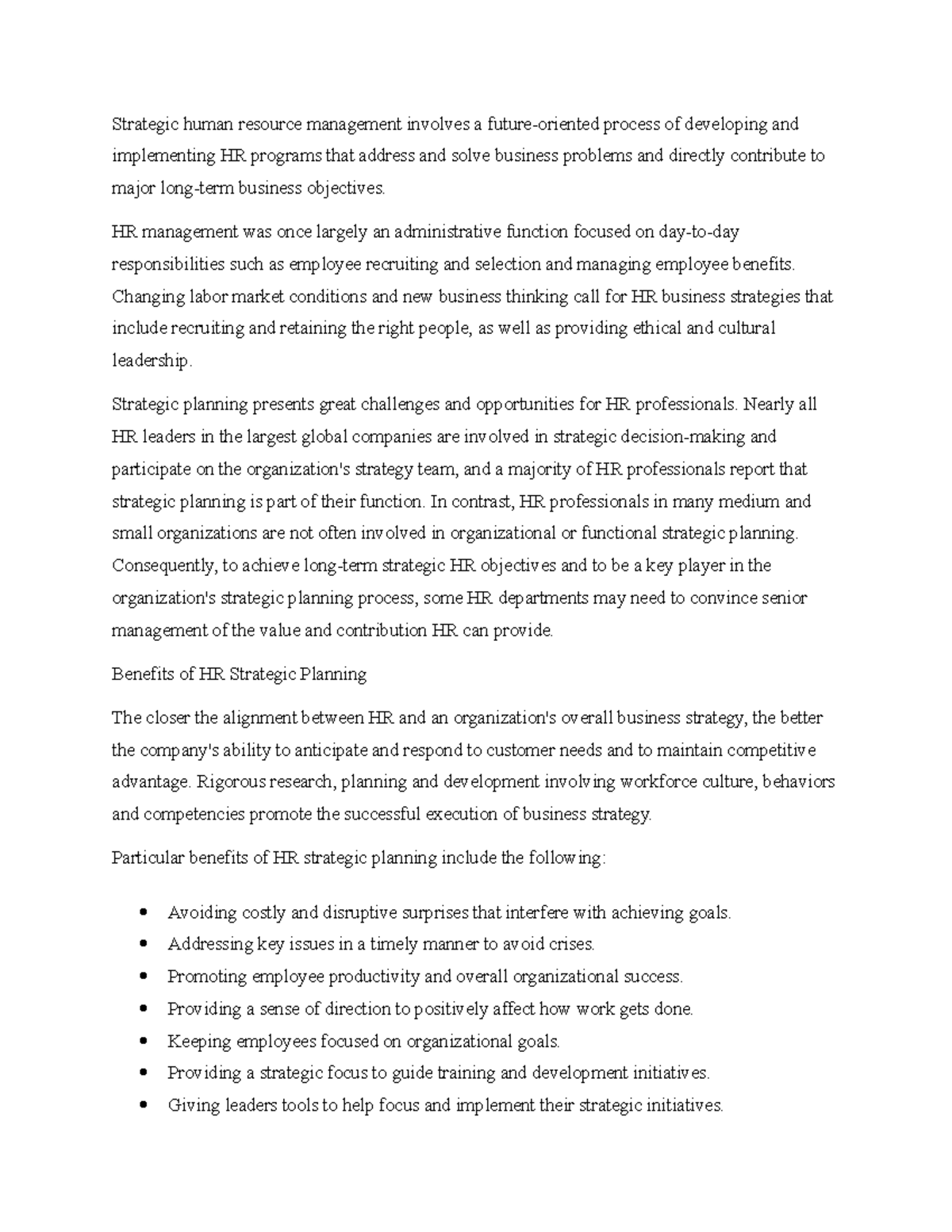 Strategic human resource management Assignment - Strategic human ...