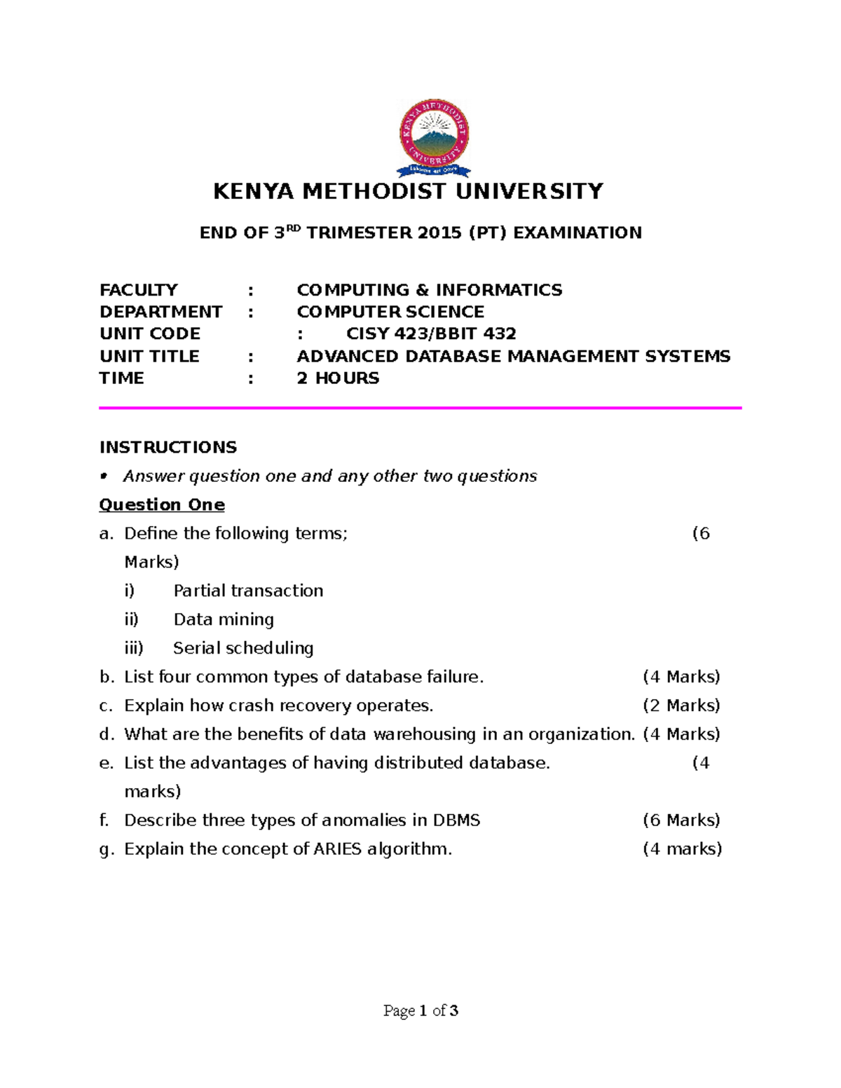 Advanced Database Management Systems CISY 423 B BIT 432 3rd Trimester advanced-database-management-systems-cisy-423-b-bit-432-3rd-trimester