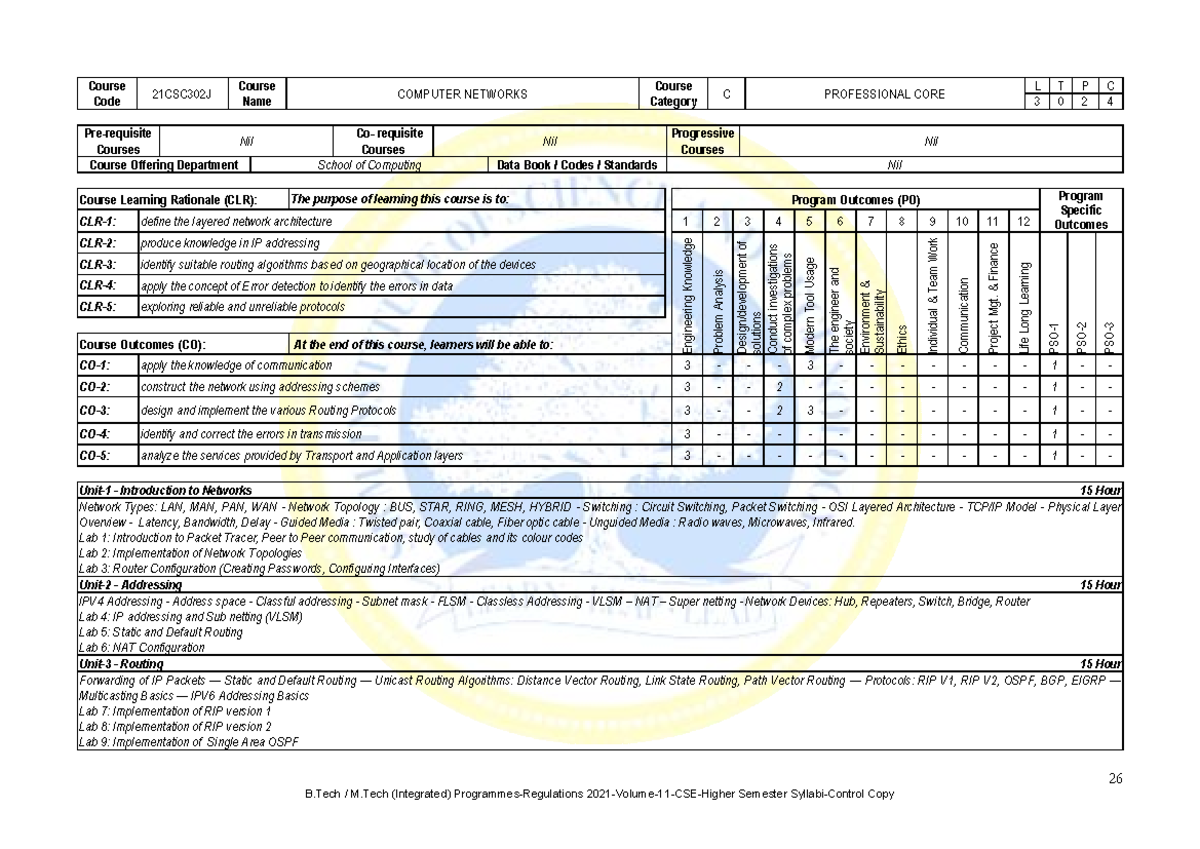 5th Sem Syllabus - 26 Course Code 21CSC302J Course Name COMPUTER ...