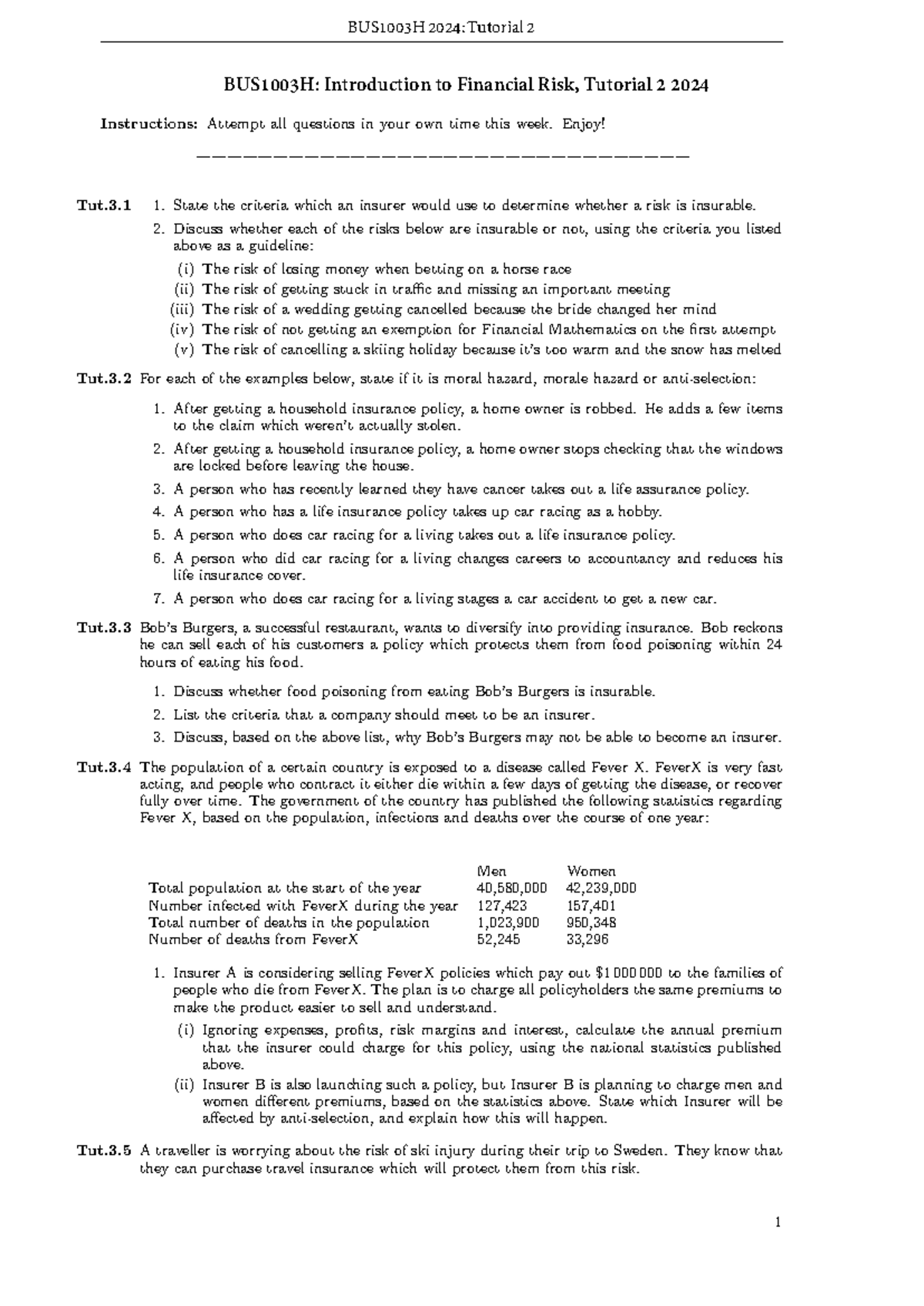 BUS1003H Tutorial 2 - Exercises 2023 - Instructions: Attempt all ...
