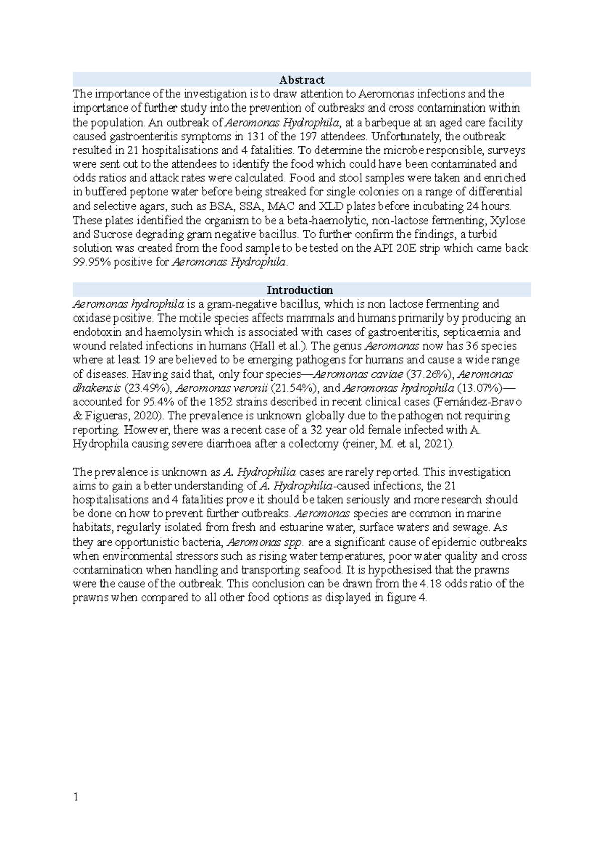 Case study assignment - Abstract The importance of the investigation is ...