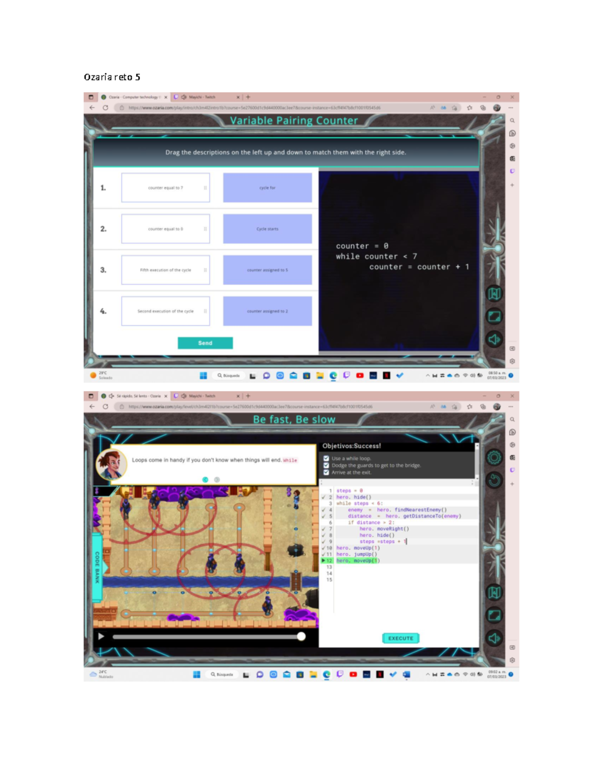 Ozaria reto 5 - Information Technologies - Ozaria reto - Studocu