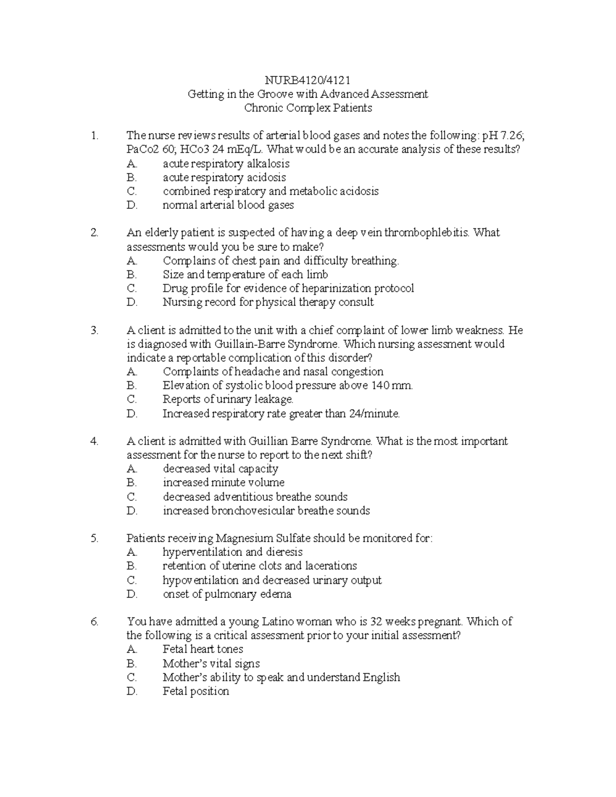 Akins - Advanced Assessment Qiz - NURB4120/ Getting in the Groove with ...