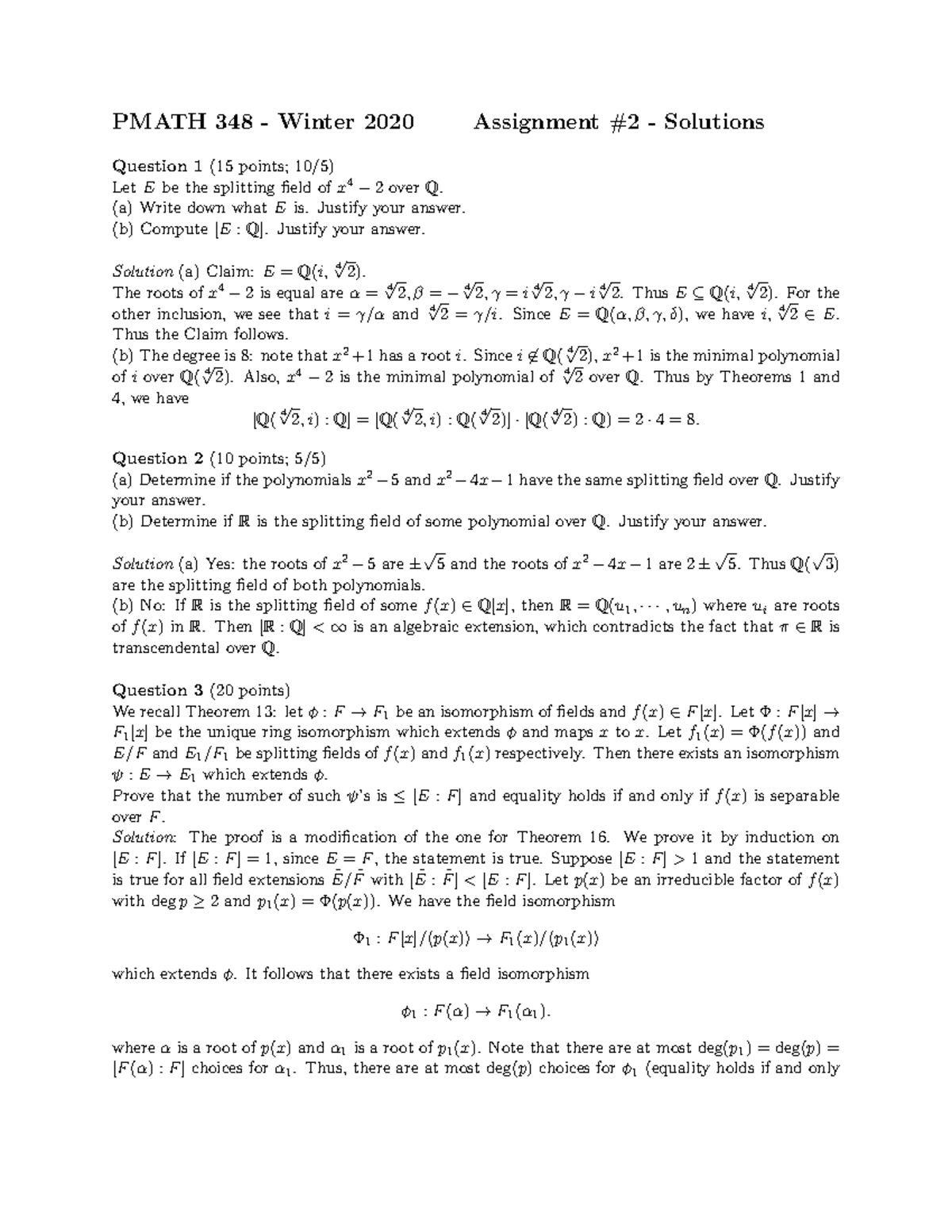 Assignment 2-solutions - PMATH 348 - Winter 2020 Assignment#2 ...