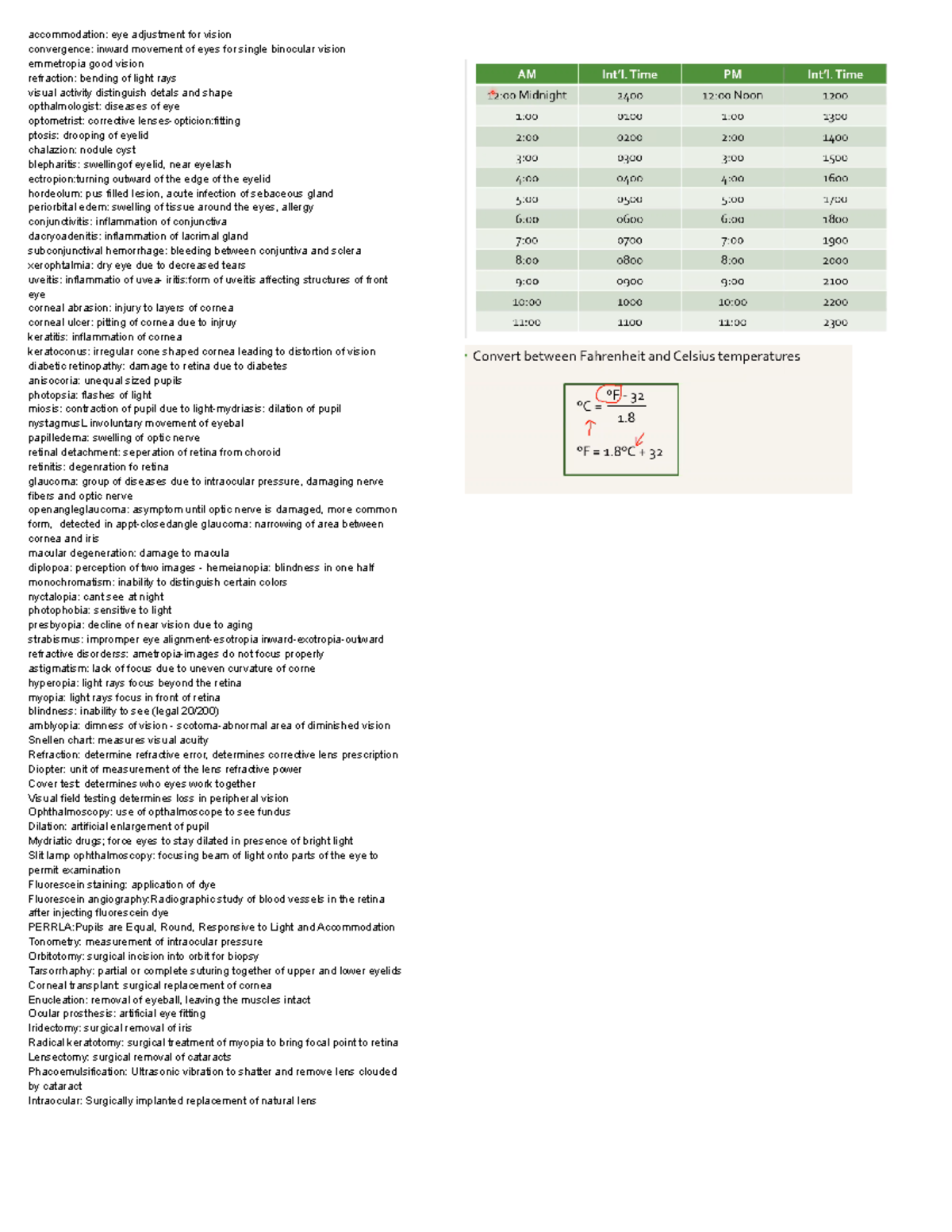 Med term - notes - accommodation: eye adjustment for vision convergence ...