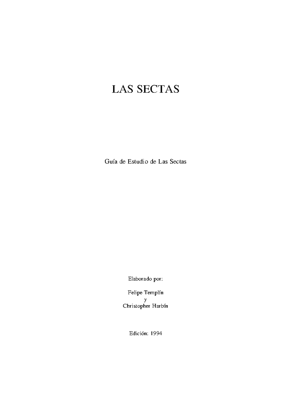 LAS Sectas - LAS SECTAS Guía de Estudio de Las Sectas Elaborado por ...