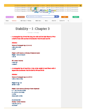 4 - Solved problems of chapter 4 of ship stability - Stability – I ...