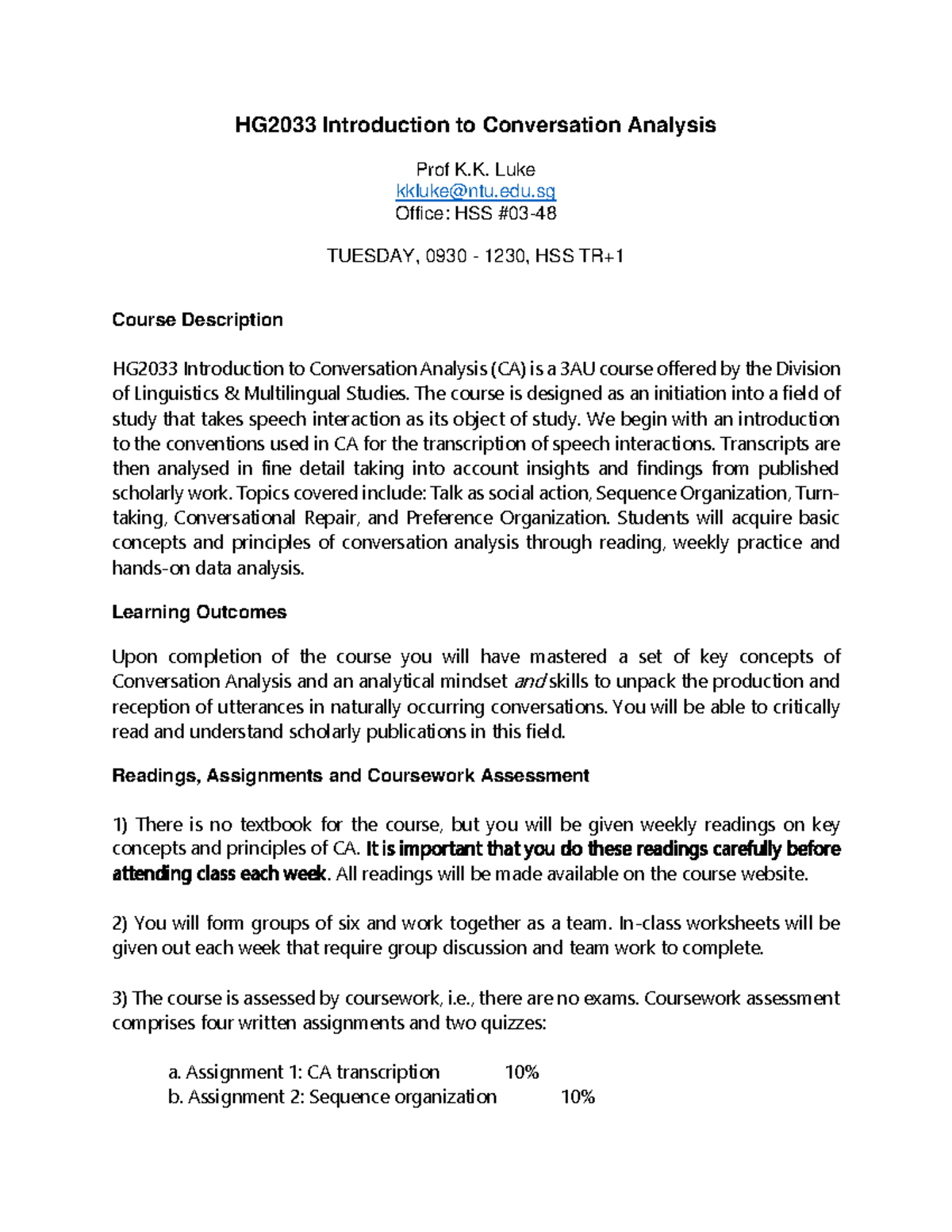 Course Outline for Students - HG2033 Introduction to Conversation ...