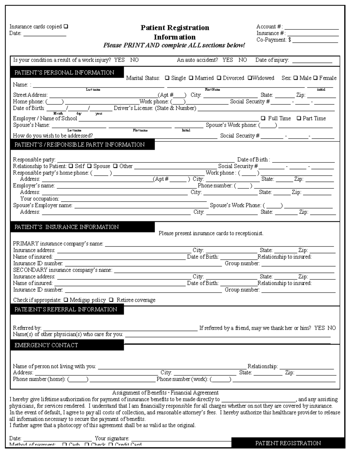 Unit 2 Assignment - Patient Registration Form - Insurance cards copied ...