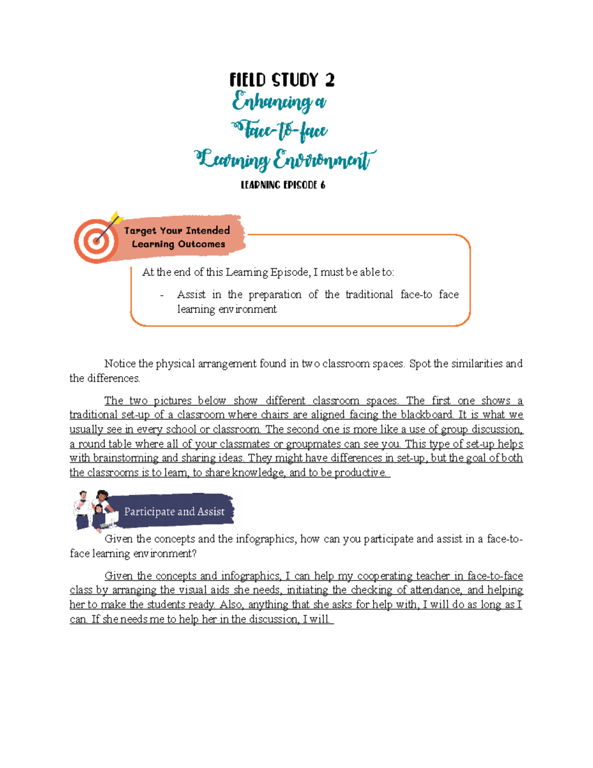 Field Study 2 Episode 6-Complete - Notice the physical arrangement ...