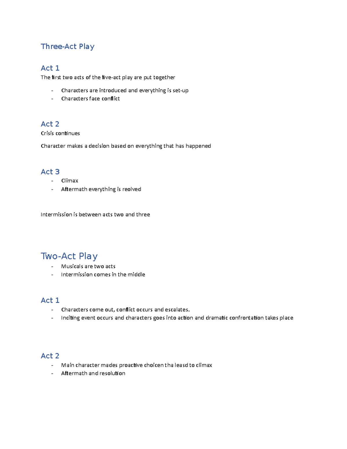 The Length of a Play - Different structures of plays - Three-Act Play ...