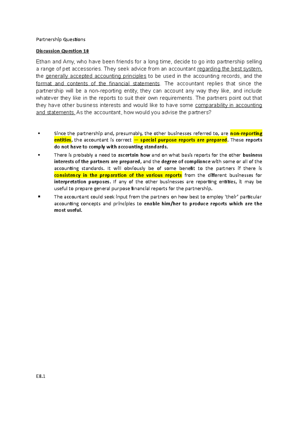 Partnership Questions - Partnership Questions Discussion Question 10 ...