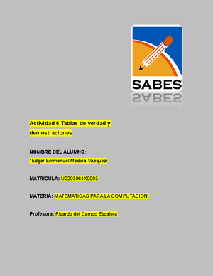 Act6 Antonio - ACTIVIDAD 6 - Universidad SABES, UNIDEG, Plantel ...