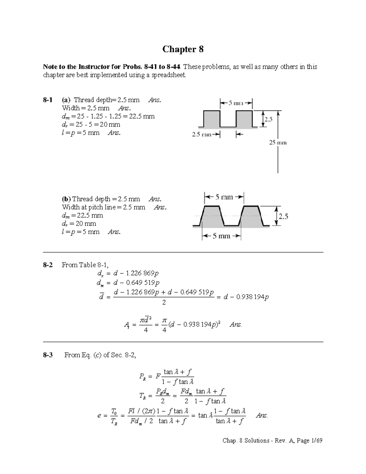 Chapter 8 Solutions - Solucionario cap 8 shigley - Chapter 8 Note to ...