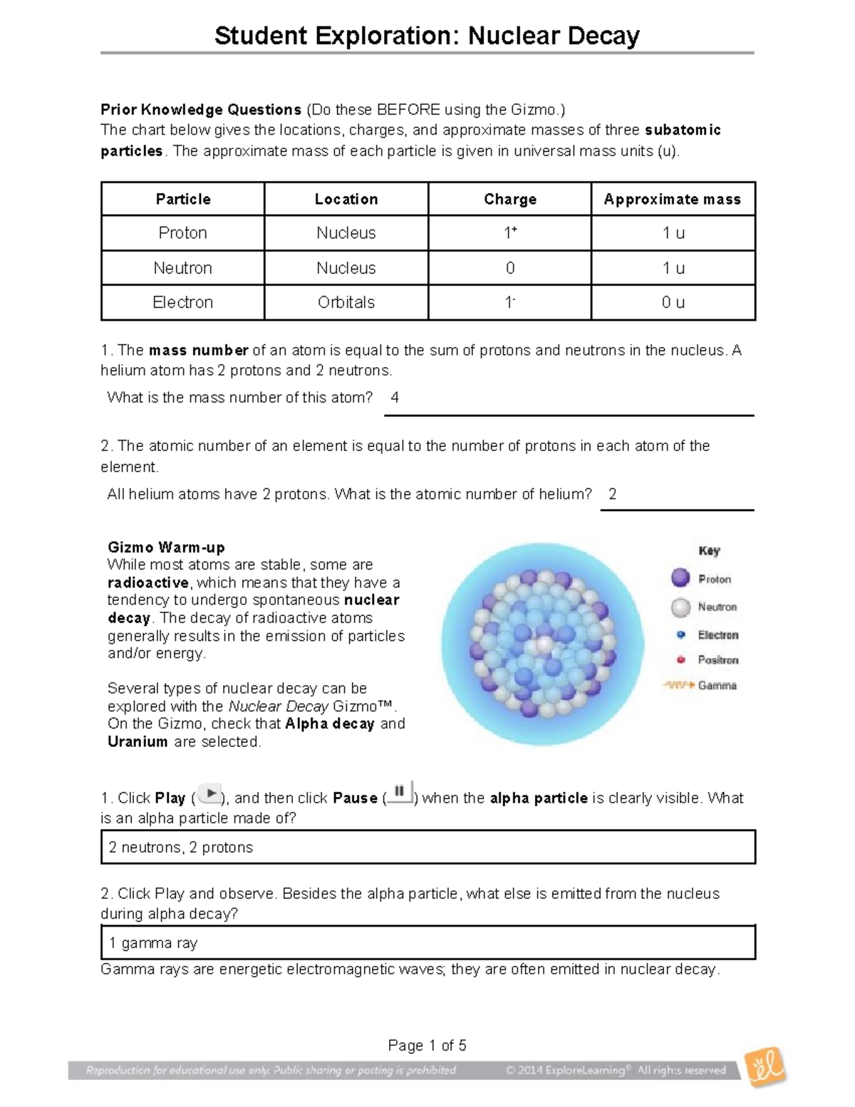 Copy of Student Exploration Nuclear Decay - Prior Knowledge Questions ...