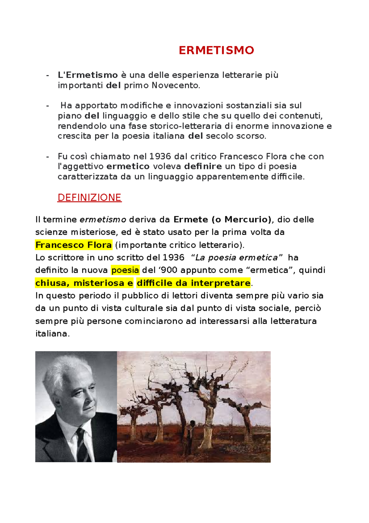 Ermetismo - ERMETISMO L'Ermetismo è una delle esperienza letterarie più ...