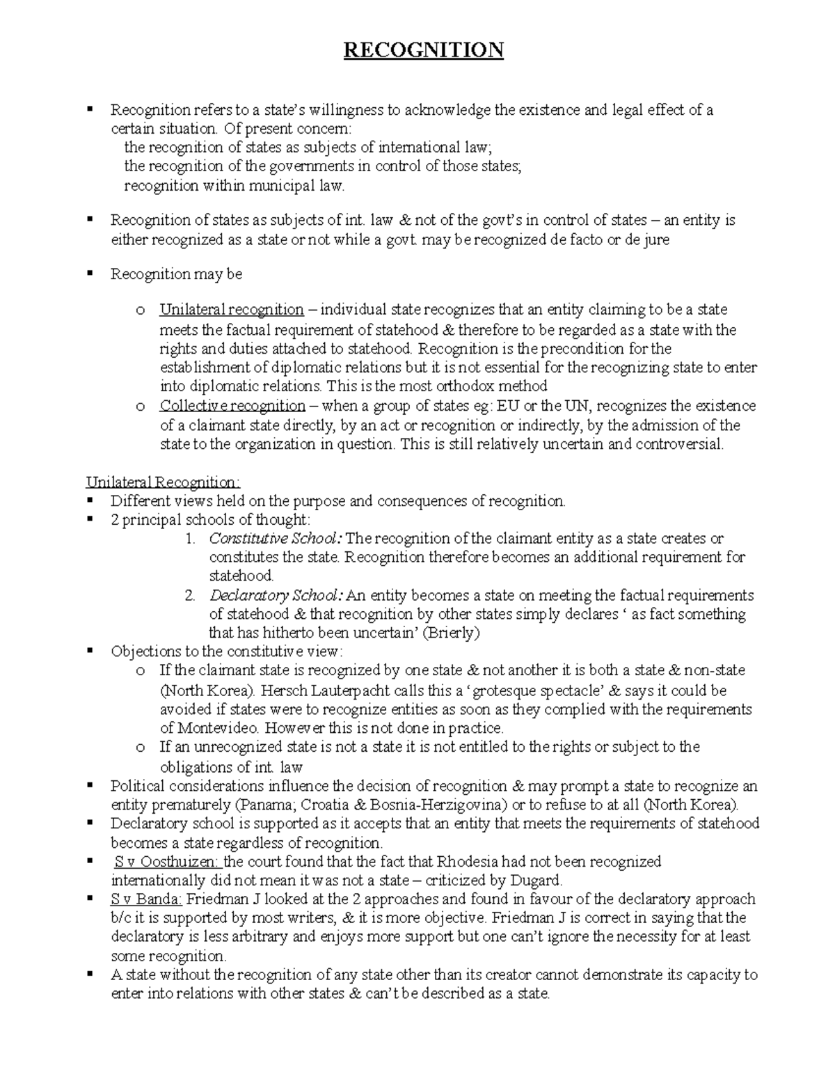 03)Recognition - The process by which a new state has become a member ...