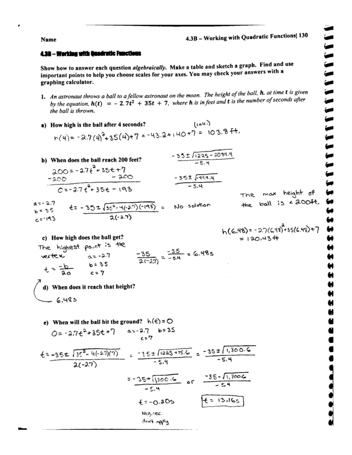 3 - Working with Quadratic Functions 130 - Math 217 - Studocu