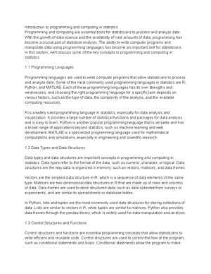 Units 9-10 Programming and Computing in Statistics - High Performance ...